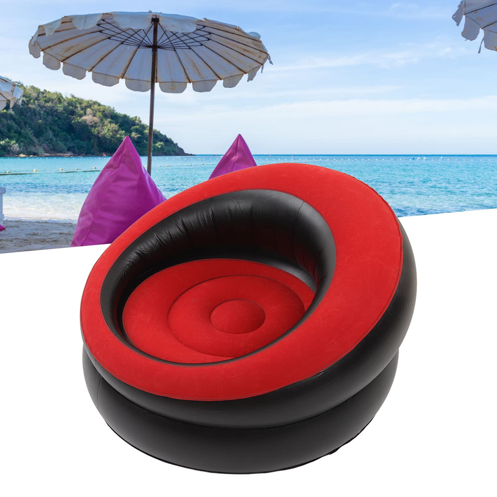 EVTSCAN Inflatable Plush Sofa - Minimalist and Versatile Couch Flocking Air Sofa Simple Inflatable Chair for Indoor and Outdoor Use(A)