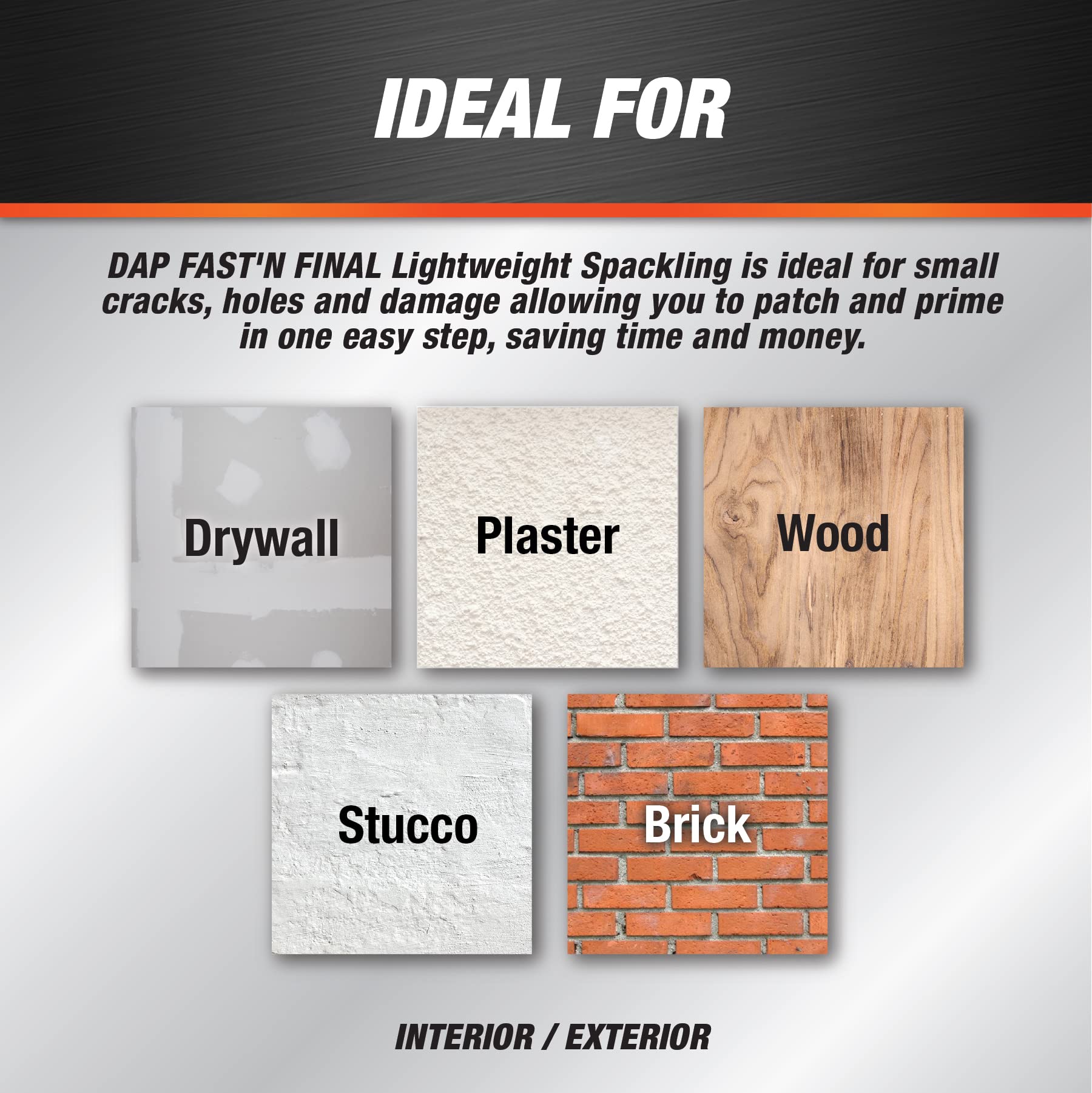 Dap 12140 Fast N Final Interior Exterior Spackle, 1/2-Pint,White, 8 Fl Oz (Pack of 1)