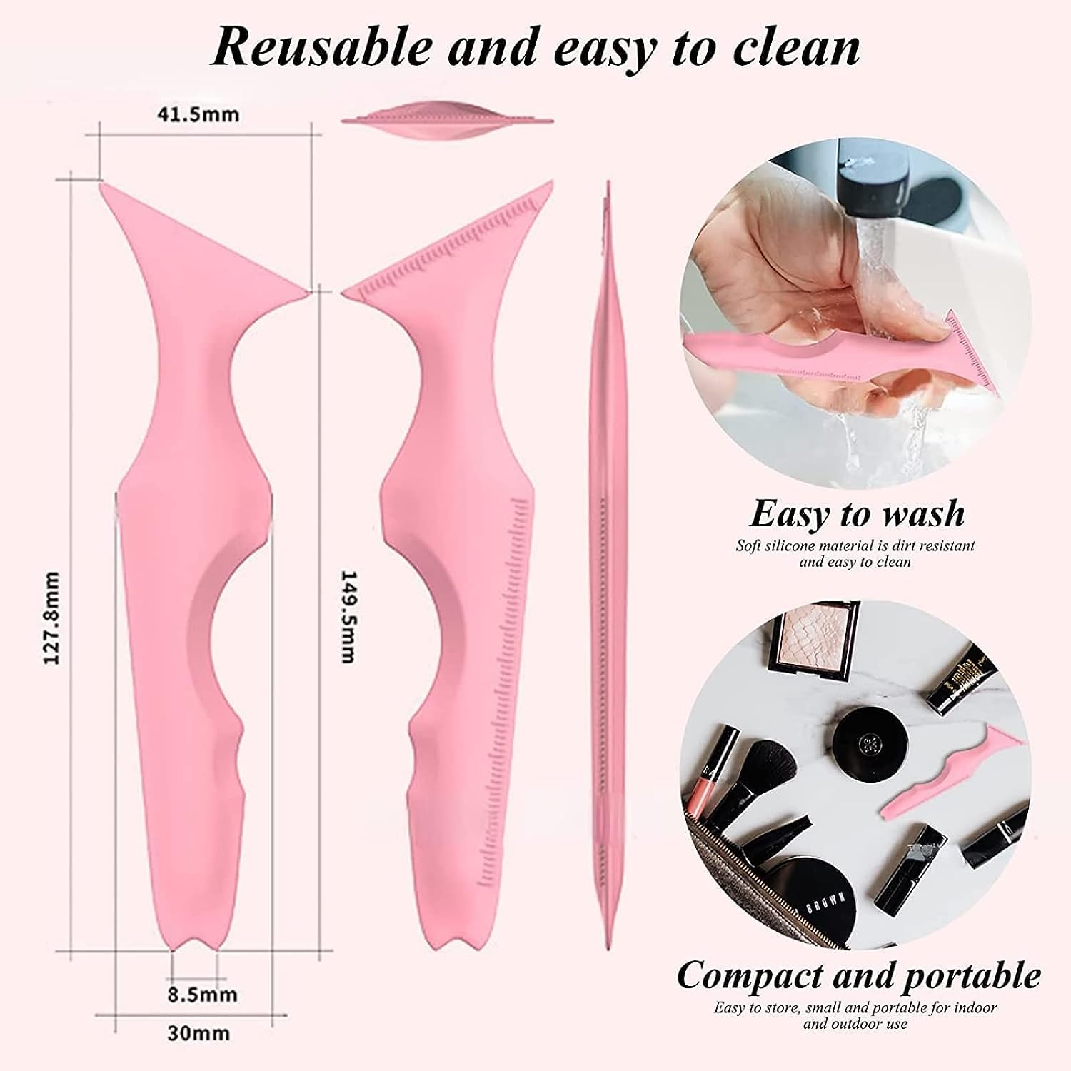 Bheprw 2Pcs Eyeliner Stencils, Silicone Winged Eyeliner Tool Helper for Beginners Multifunctional Eye Makeup Tool Kit Quick Stencil Aid Silicone Nose Shadow Template