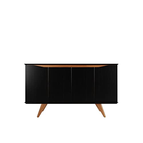 Manhattan Comfort Tudor Sideboard, Black and Maple Cream