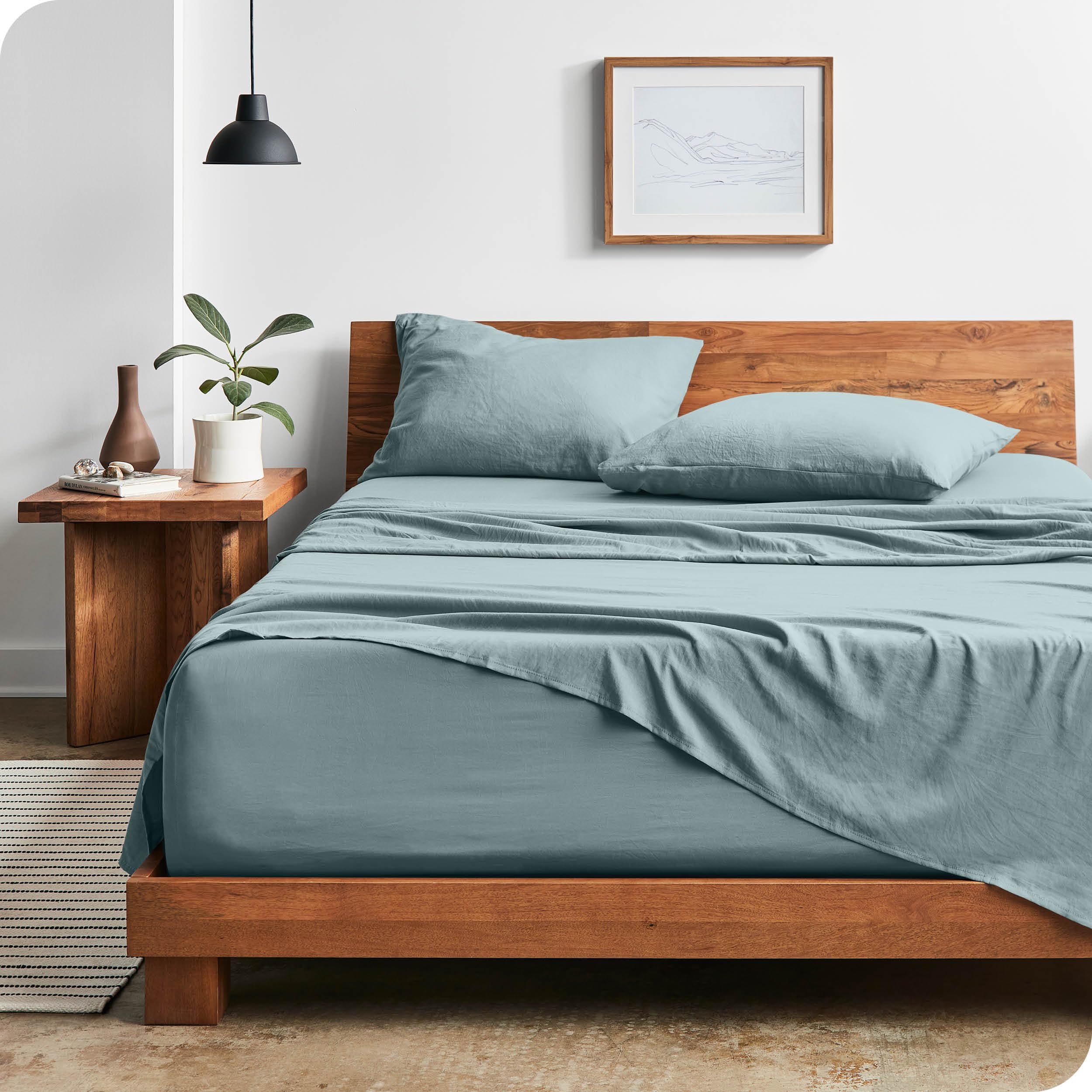 Bare Home Washed Full Sheet Set - Premium 1800 Ultra-Soft Microfiber Bed Sheets - Double Brushed - Hypoallergenic - Stain Resistant (Full, Washed Slate)