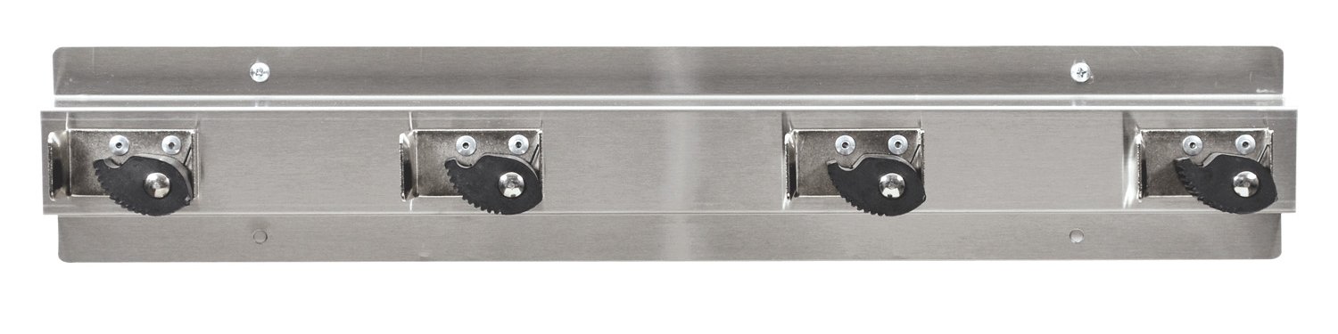 Ex-Cell Kaiser 333-4 SS Stainless Steel Mop and Broom Holder with 4 Rubber Cams, 24" Width x 3" Depth x 4" Height