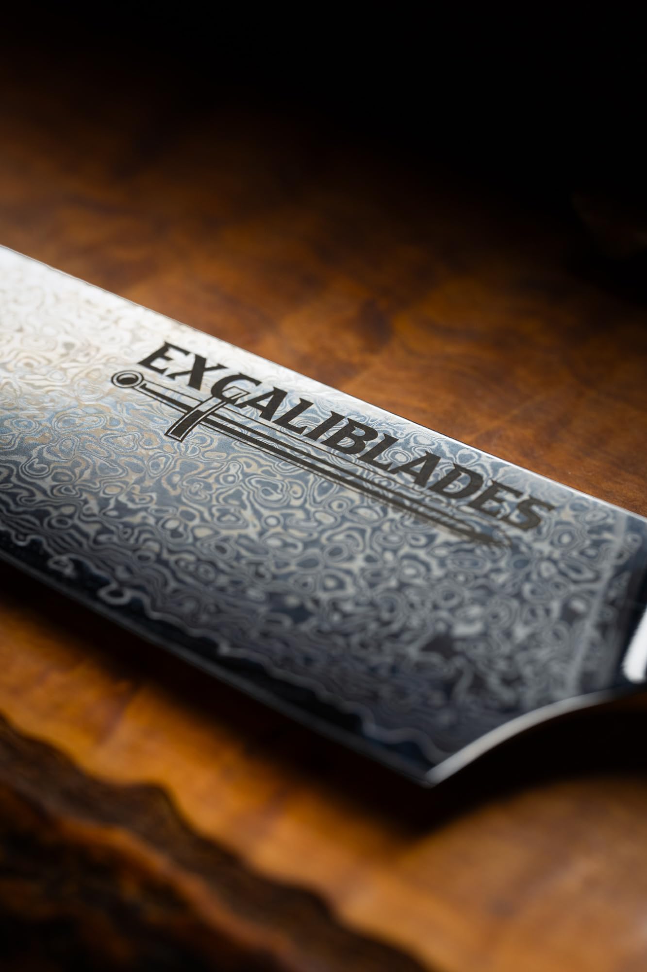 EXCALIBLADES Ultra Sharp 8" Damascus Chef's Knife. High Carbon 67-layers VG10 Stainless Steel Kitchen Knife, Ultra Sharp with Full Tang. Black Turquoise Ergonomic G10 Handle.