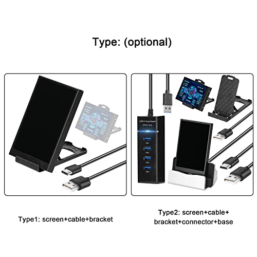 BUZHI 3.5 Inch IPS Display Screen, 3.5 Inch IPS Display Screen USB Secondary Screen Computers CPU GPU RAM D Monitor Time Date Display Horizontal Vertical Screen Switch