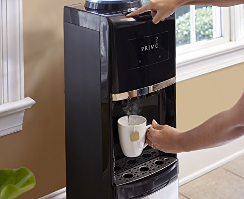 Primo Top-Loading Water Dispenser - 3 Temp (Hot-Cool-Cold) Water Cooler Water Dispenser for 5 Gallon Bottle w/Child-Resistant Safety Feature, Black and Stainless Steel, 3 Spout