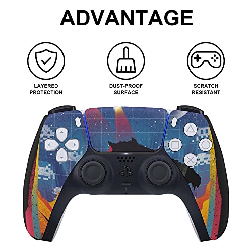 PlayStation 5 optical drive version sticker protective cover, The Invaders ps5 controller protective shell (compatible with ps5 optical drive)