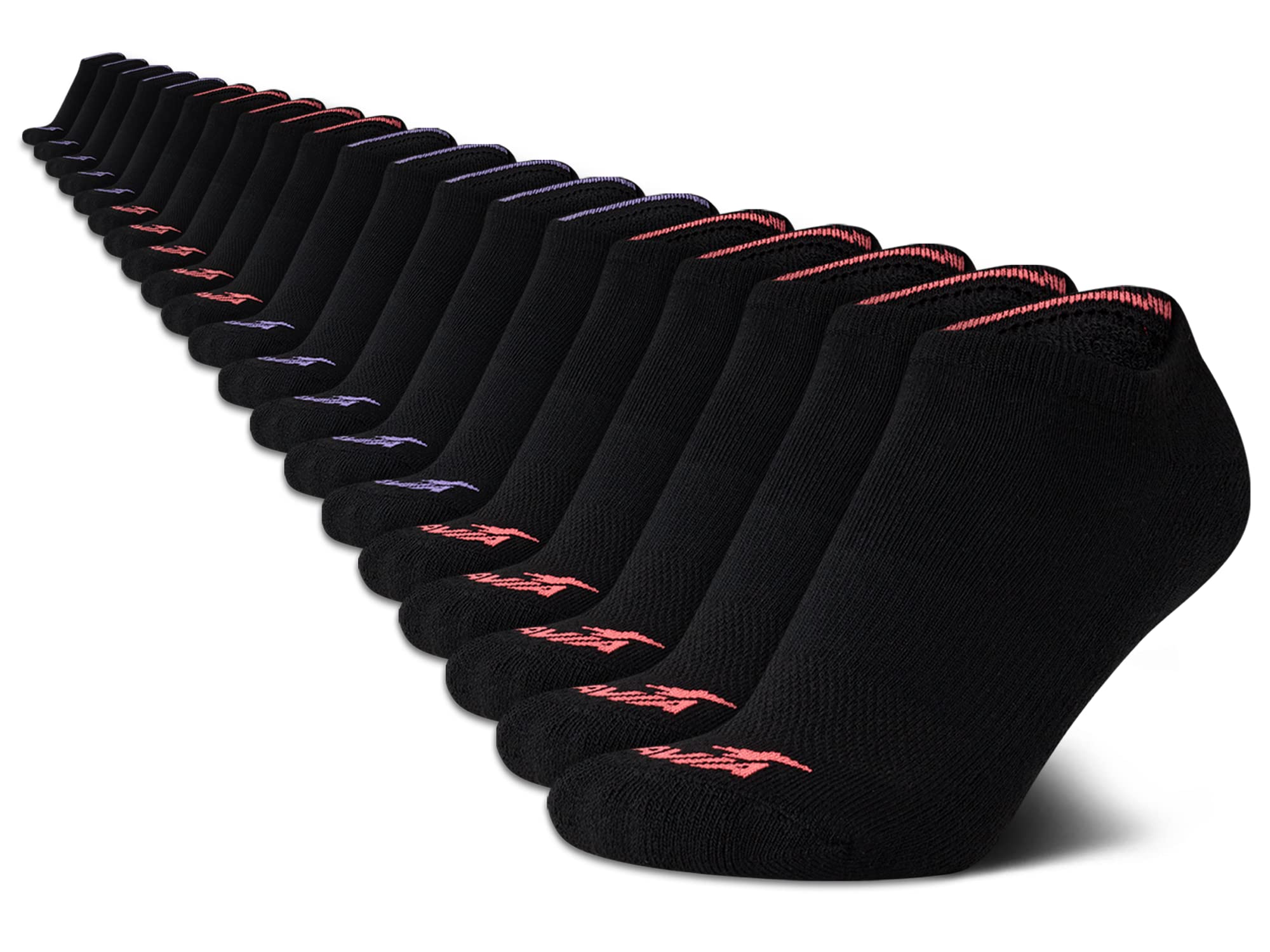 Avia Women's No Show Socks - 20 Pack Soft Cushioned Athletic Low Cut Ankle Socks for Women -Breathable Women's No Show Socks, Size 4-9, Black Multi