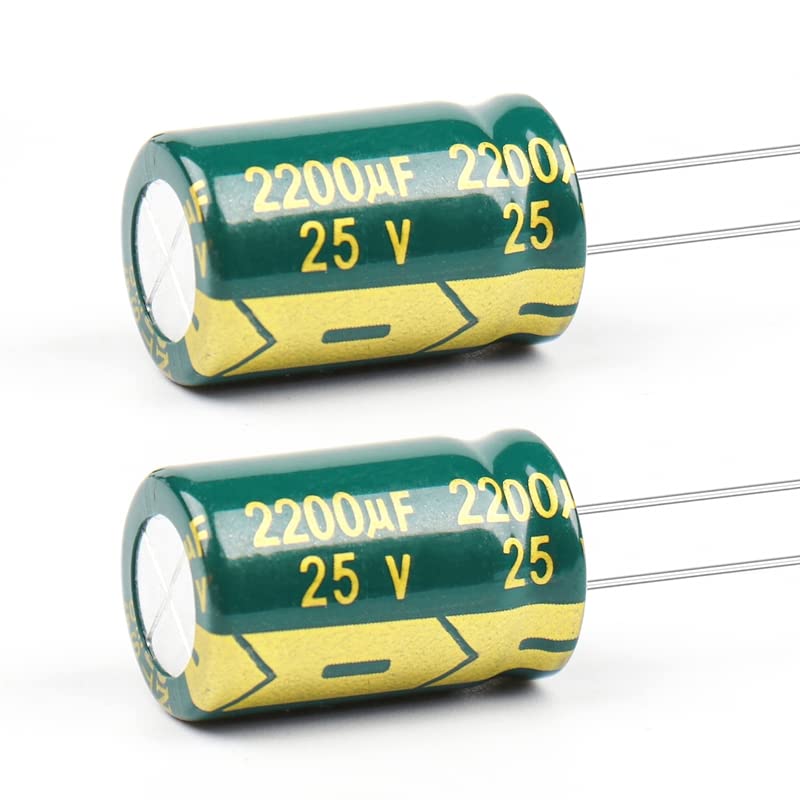 BEEYUIHF 2200UF MFD Capacitor 25V2200UF 13x21mm Aluminum Electrolytic Capacitors ±20% -40℃ to +105℃ (Pack of 5 Pcs)