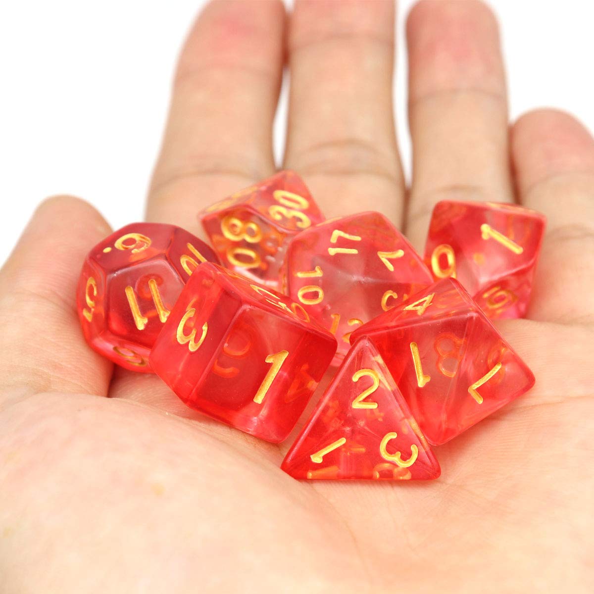Haxtec 7PCS DND Dice Set Polyhedral D&D Dice of D20 D12 D10 D8 D6 D4 for Dungeons and Dragons TTRPG Games (Red Cloud)
