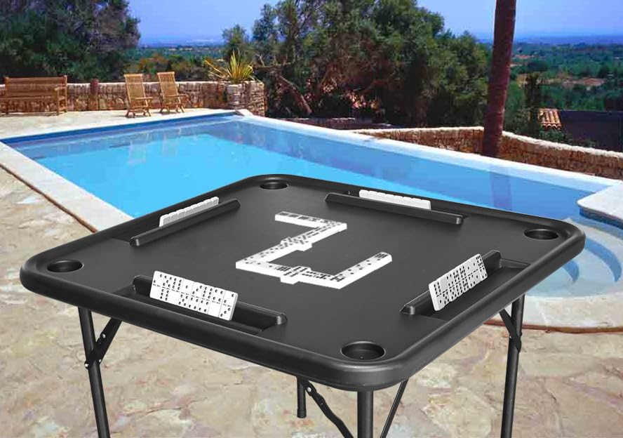Bene Casa Black Domino Table, Premium Domino and Game Table/Professional-Grade Gaming Table, 38”x38” Table. Mesa de Domino Professional, Color Negro.