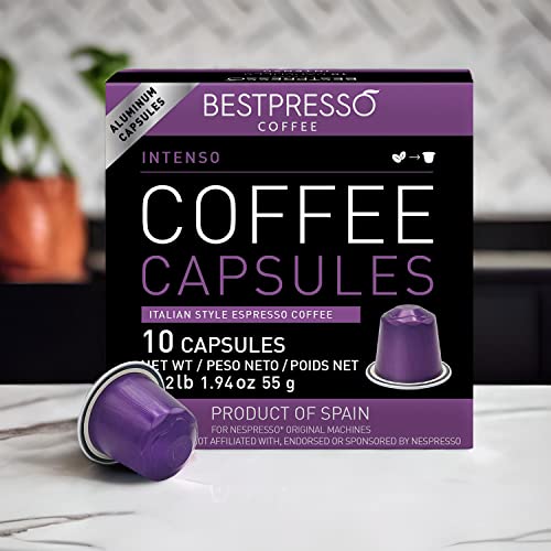 Bestpresso Coffee For Nespresso Original Machine 120 Aluminum Pods Certified Genuine Espresso Variety Pack Pods Compatible with Nespresso Original (Intense Variety Pack)