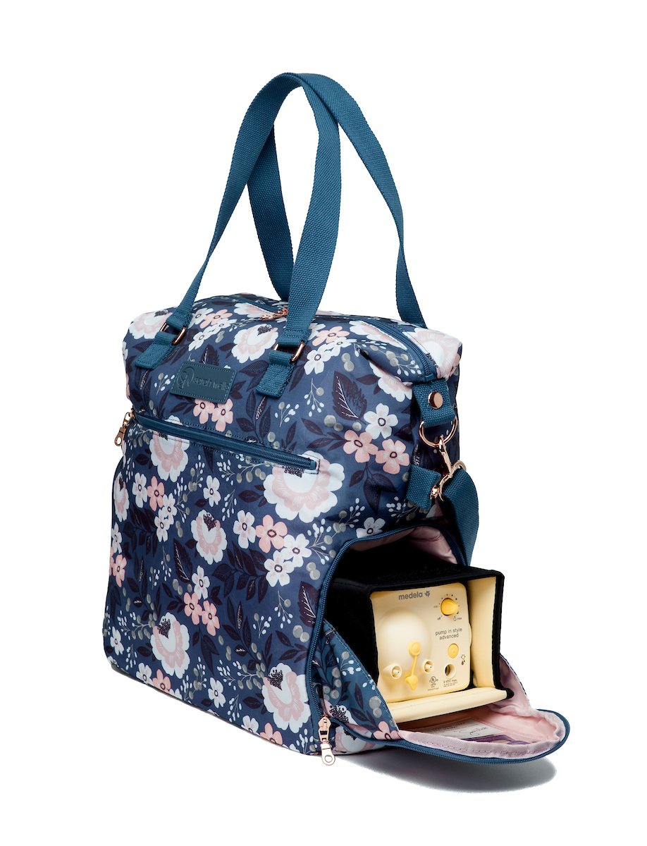 Sarah Wells Lizzy Breast Pump Bag - Compatible with Spectra, Medela, and More - Insulated Cooler Pocket (Le Floral)