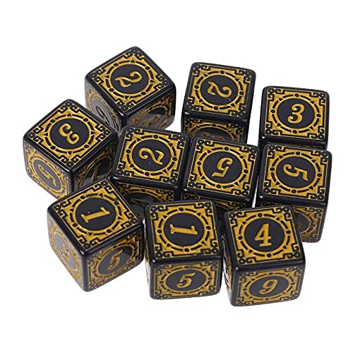 SUWEILE SZSZ 10Pcs D6 Polyhedral Dice Square Edged Numbers 6 Sided Dices Beads Table Board Role Play Game for Bar Club Party 0212 (Color : Green)
