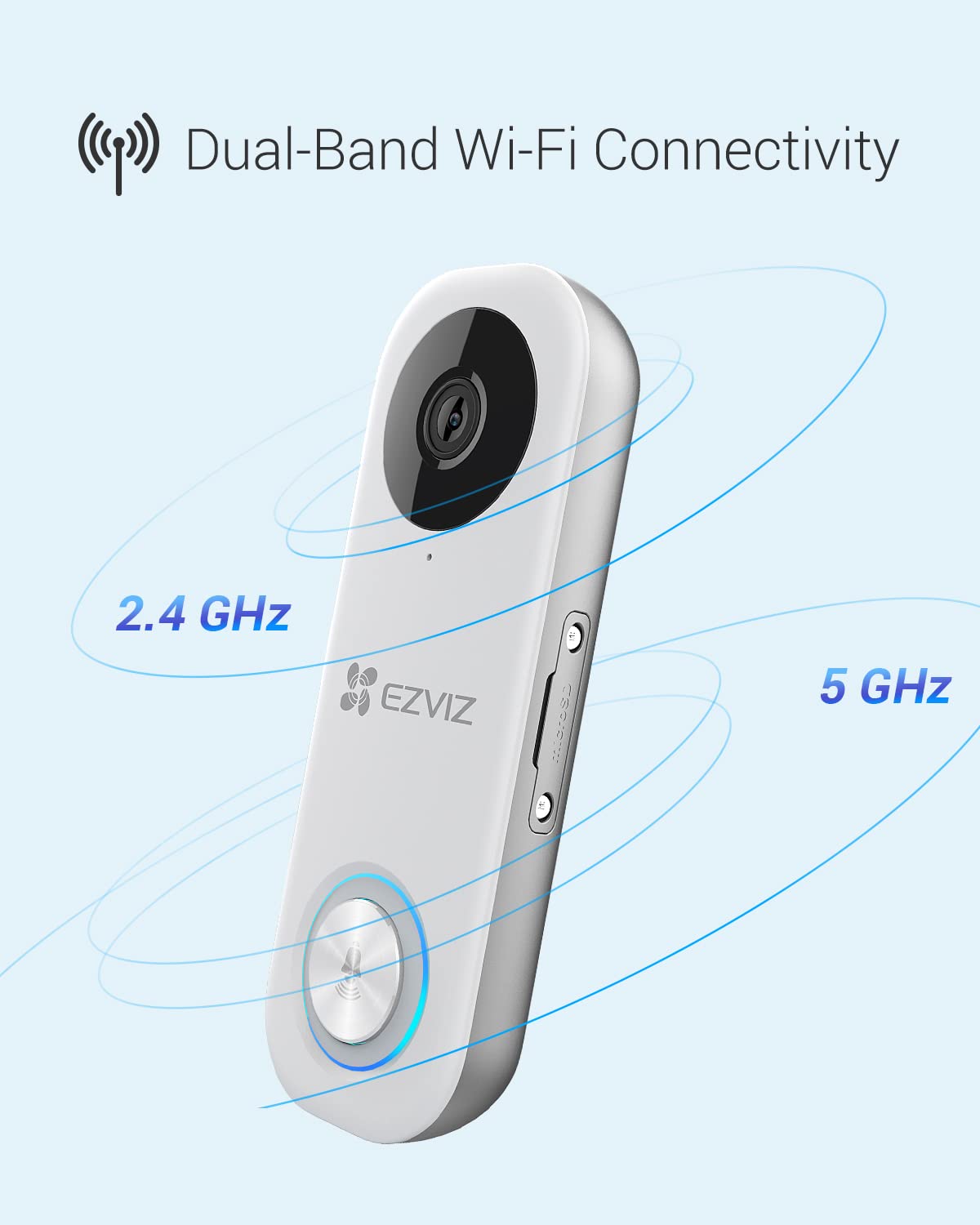 EZVIZ Video Doorbell Camera, 2.4Ghz/5Ghz Wi-Fi 1080P Wired Security Camera with AI-Human Detection, 2-Way Talk, Existing Wiring Required | DB1C