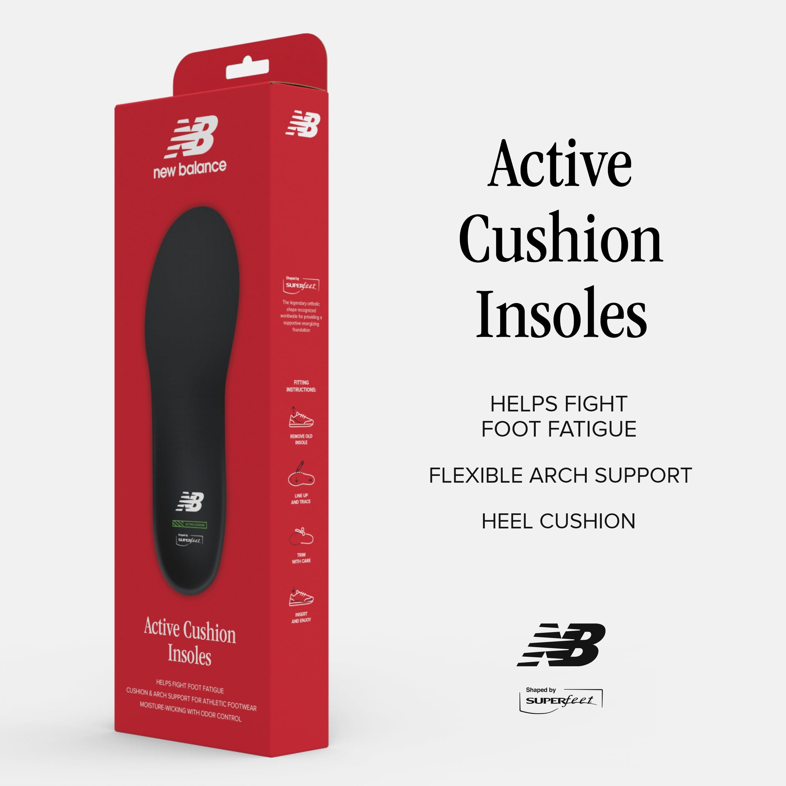 New Balance Sport Active Cushion Shoe Inserts Cushioning Orthotic Inserts with Arch Support - 9.5-11 Men / 10.5-12 Women