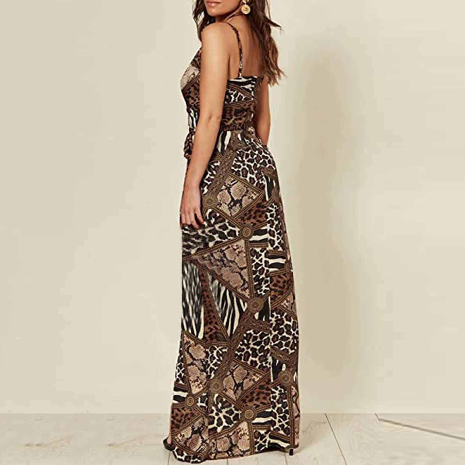 Padaleks Women's Elegant V Neck Sleeveless Casual Dress Summer Sexy Floral Spaghetti Strap Cami Dresses Sundress