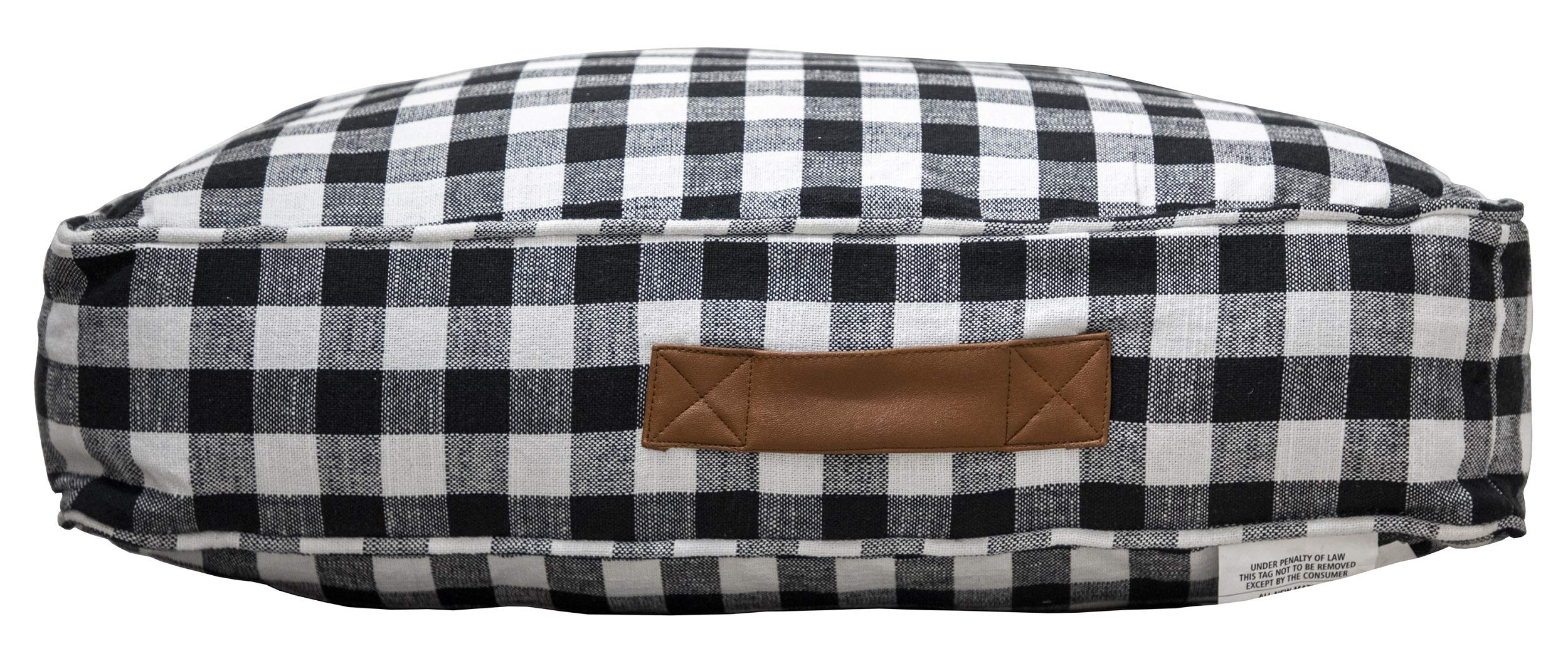 JN Better Homes & Gardens Yarn Dyed Floor Cushion - 24 inchesx24 inchesx5 inches - Black and White Gingham
