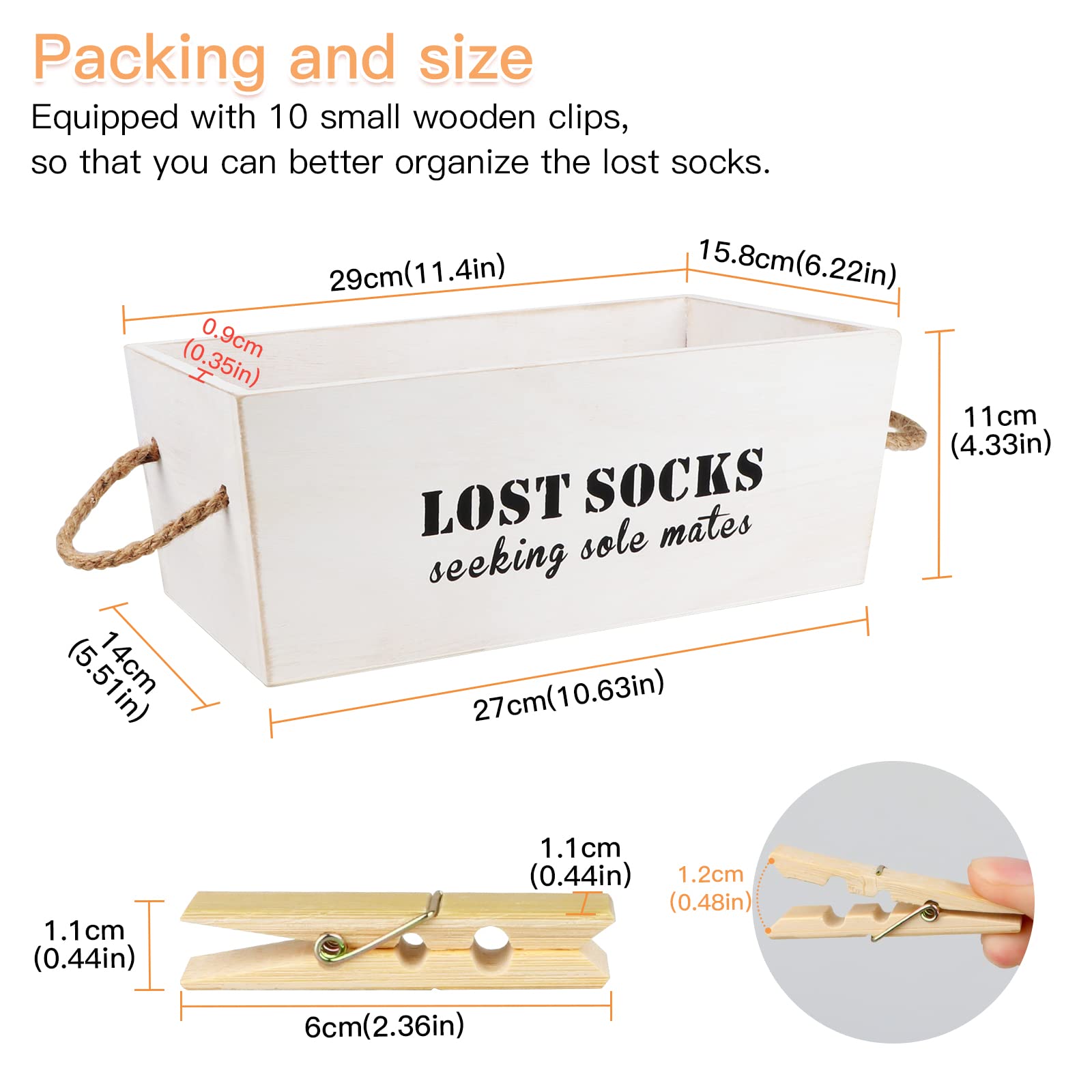 Zimso Lost Socks Basket Lost Socks Sign, Wooden Missing Socks Decor, Lost Socks Sign With Basket (White)