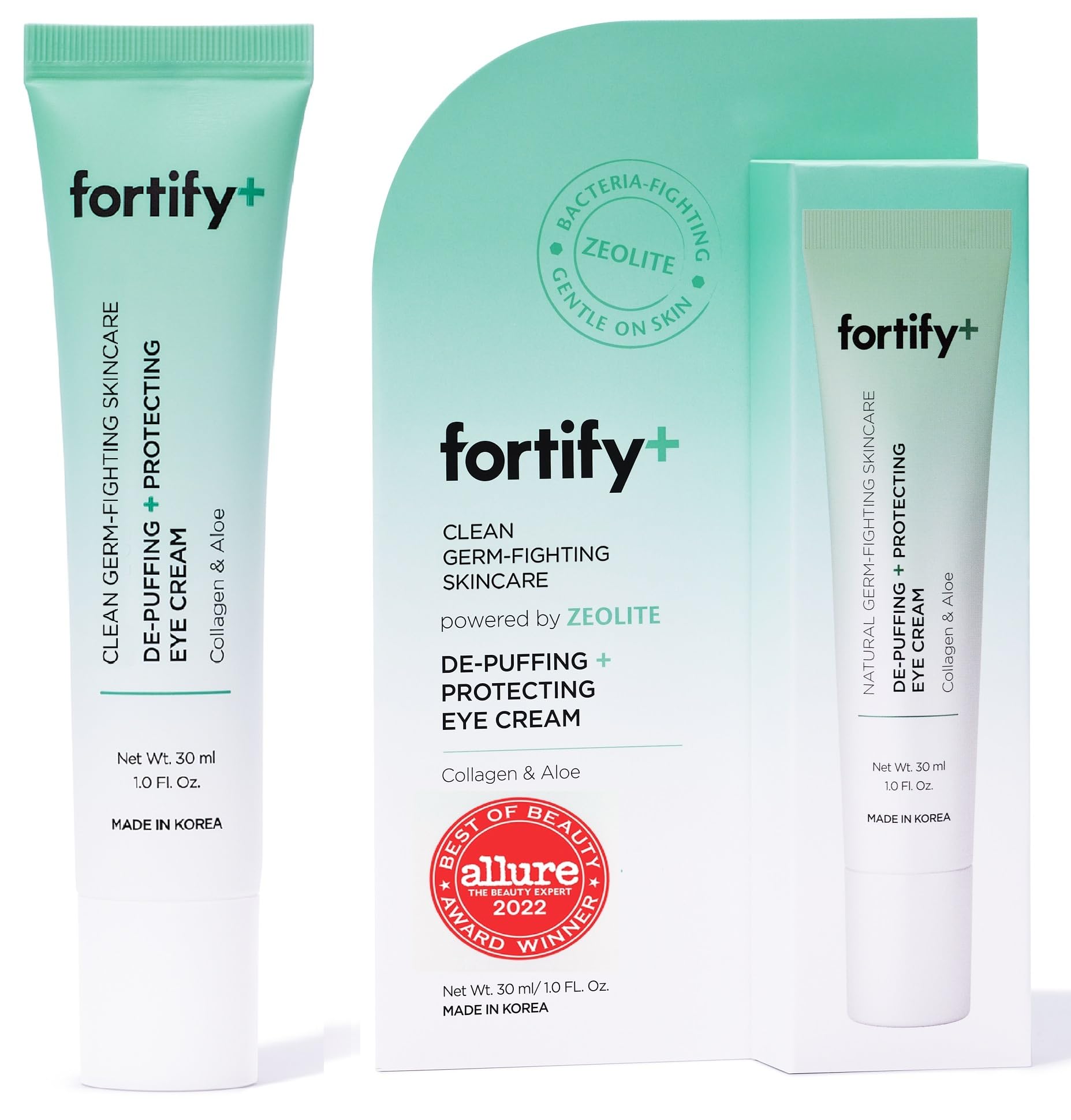 Fortify 9-in-1 Natural Skincare - Eye Cream - De-Puffing + Protecting | Helps Protect, Hydrate, & Refresh | Clean Beauty | Made in Korea - 30ML