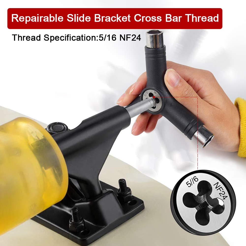 BESIY 1-Inch Skateboard Mounting Hardware 8PCS & All in One Skate Tool, Y Tool for Skateboard (Tools+Gold Hardware)