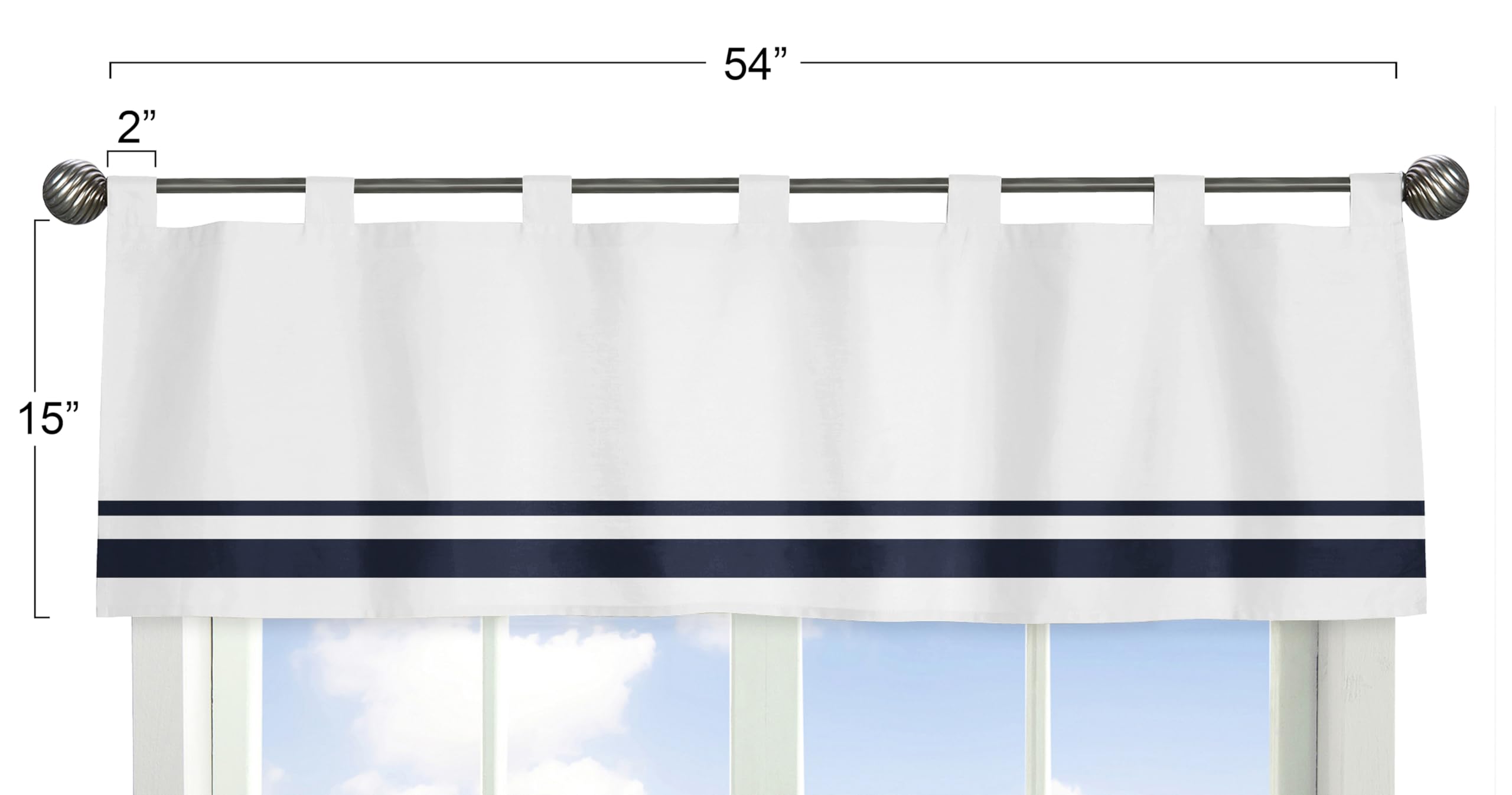 Sweet Jojo Designs White and Navy Hotel Modern Window Valance