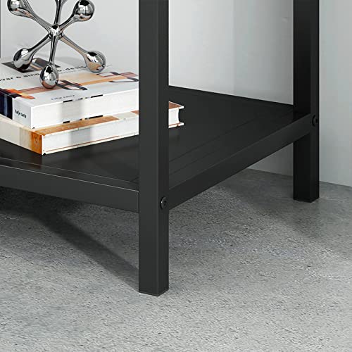 NEW JETO End Table Modern Small 2 Tier Side Table Nightstand/Easy Assembly Living Room Tables-European Wrought Iron Style Square Coffee Table