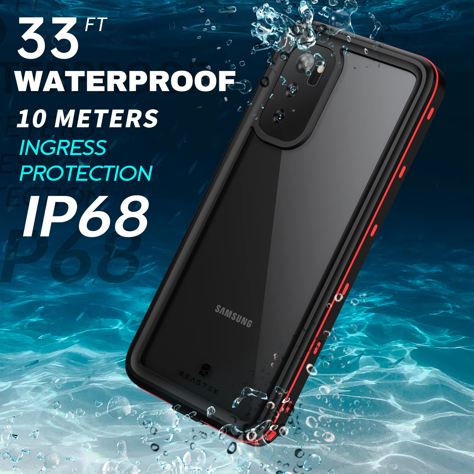 BEASTEK Galaxy S20 Waterproof Case, TRE Series Shockproof Dustproof IP68 Underwater Case with Built-in Screen Protector Anti-scratch Full Body Cover, for Samsung Galaxy S20 (6.3'') (Teal)