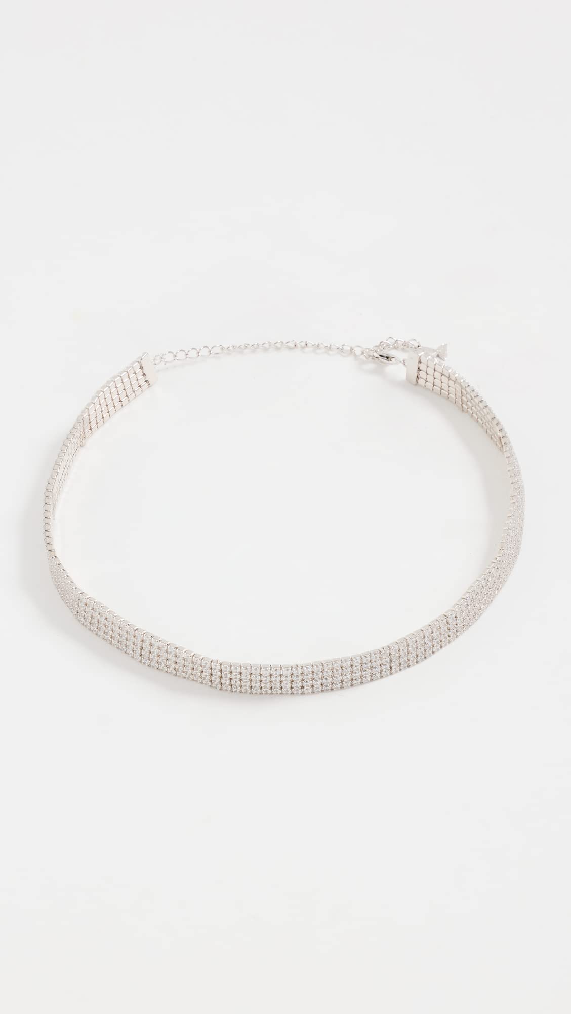 By Adina Eden Women's Four Row Bling Tennis Choker, Silver, One Size
