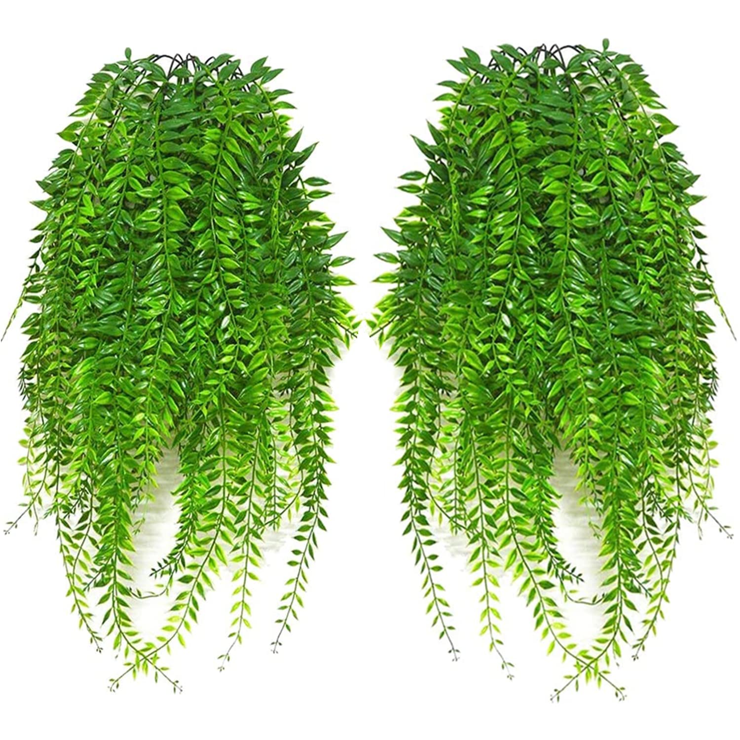 PASYOU Hanging Plant Fake Plants for Decoration, Artificial Vines Plastic Ivy Greenery Garland Decor Grass Faux Leaves Stems for Outdoor Indoor Outside Home Garden Party Office Wedding Vine - 4 Pack