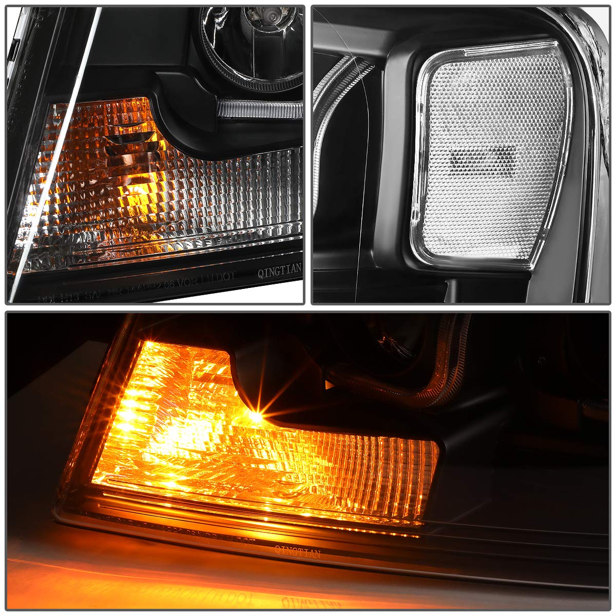 Auto Dynasty Dual LED DRL Projector Headlights Assembly Compatible with Ford F150 Lincoln Mark LT 2004-2008, Driver and Passenger Side, Black Housing Clear Corner