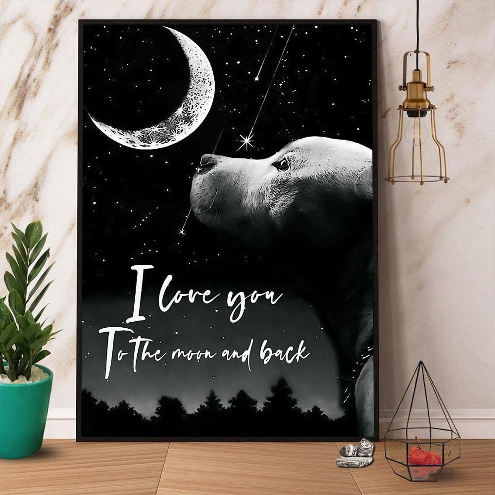 Leggef Funny Bathroom Bar Garden Terrace Retro Metal Tin Sign Wall Decoration Pitbull I Love You to The Moon and Back Best Farmhouse Decor Gift for Women Men Friends 8"x12"inch