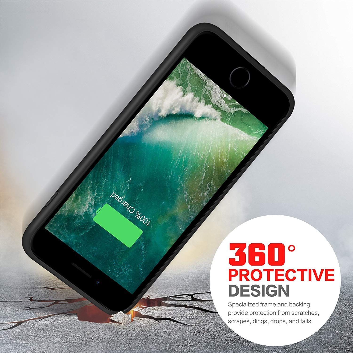 Battery Case for iPhone 6 Plus / 7 Plus / 8 Plus, 8500mAh Portable Battery Pack Rechargeable Protective Smart Battery Case for iPhone 6 Plus / 7 Plus / 8 Plus External 5.5 inch Charging Case - Black