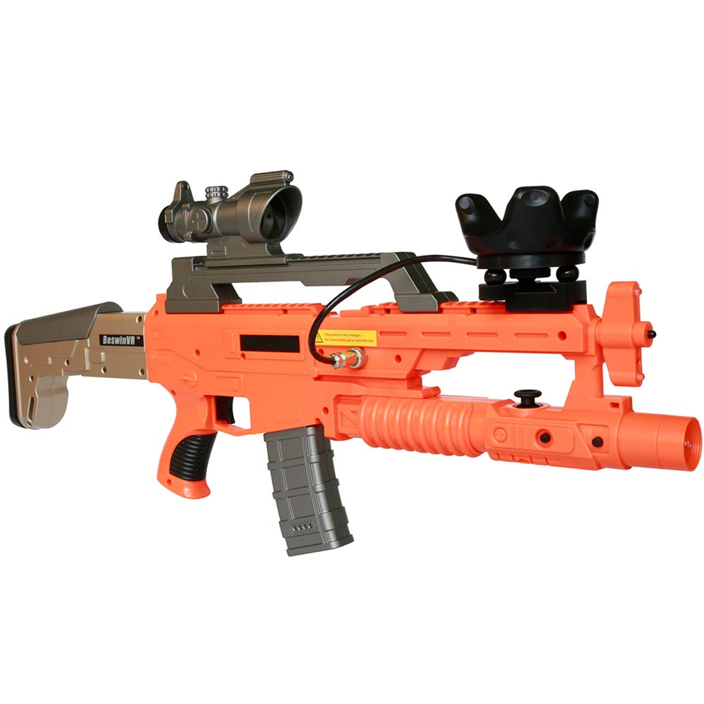 BeswinVR 2019 NewScar VR Game Gun controller with Haptic Feedback Orange Version- for Vive Tracker- Virtual Reality Game Accessories
