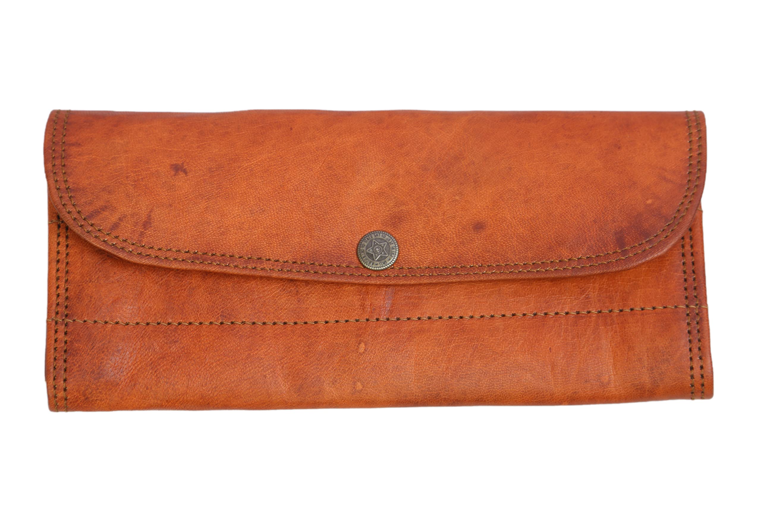 We Mitra Leather Women Purse Flap Wallet Clutch Brown Vintage Stylish