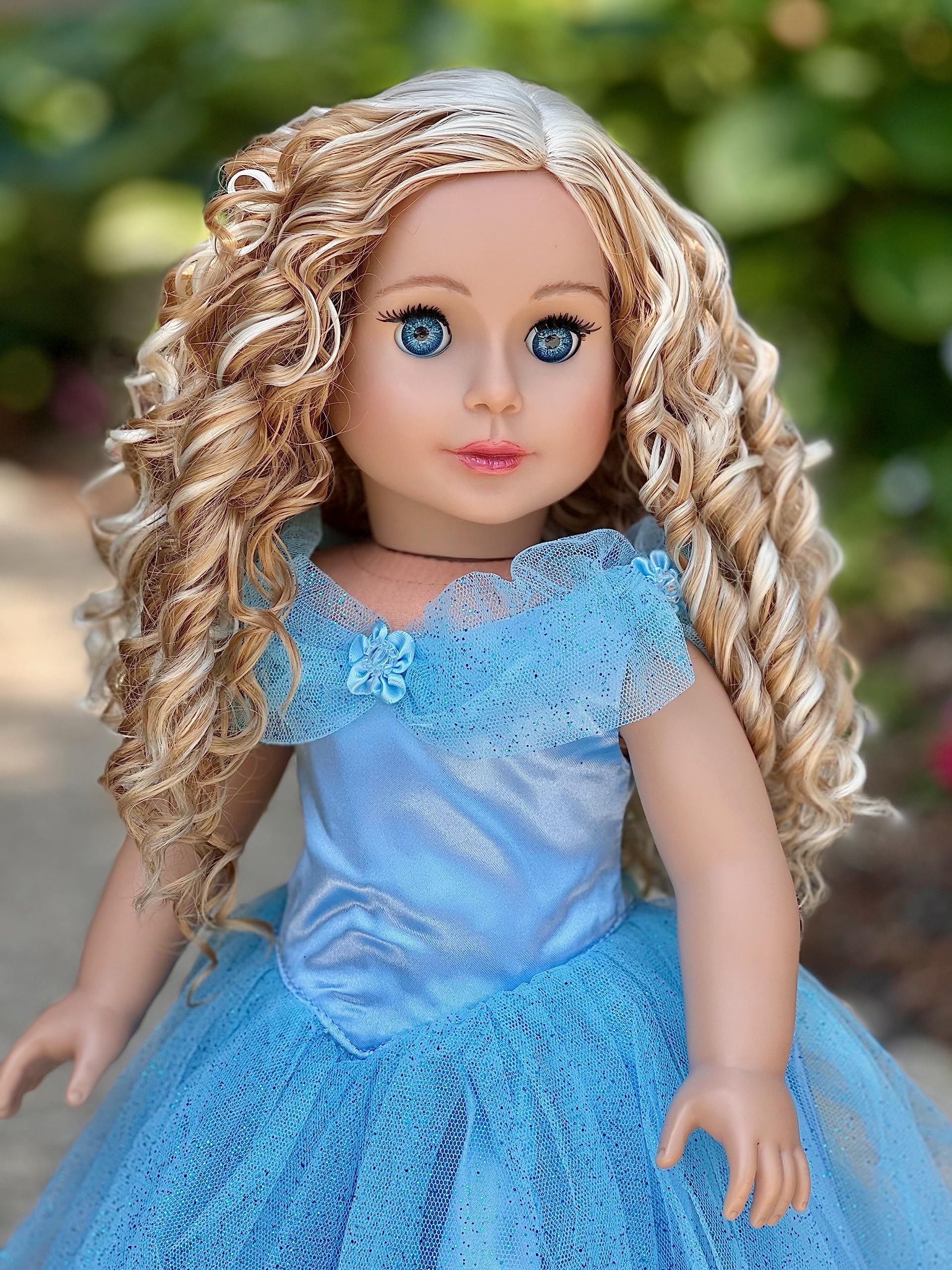Blue Gown - 2 Piece Outfit - Blue Gown, Silver Slippers - Clothes Fits 18 Inch Doll (Doll Not Included)