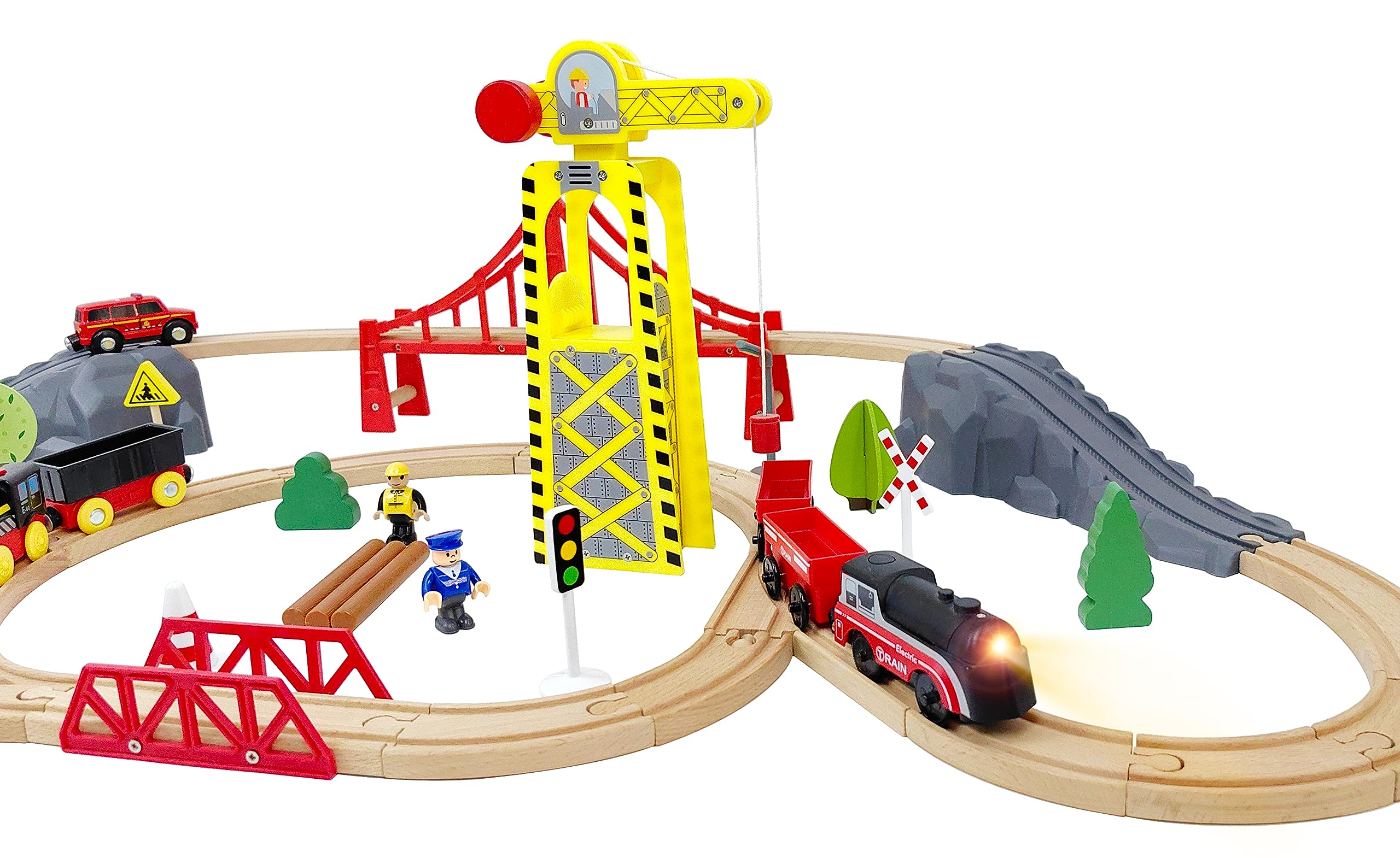 Battery Operated Train for Wooden Track, Motorized Train for Toddlers 3+ Years Old, 3Pcs Train Toy Set Electric Train Compatible with Thomas, Brio, Chuggington, Melissa and Doug