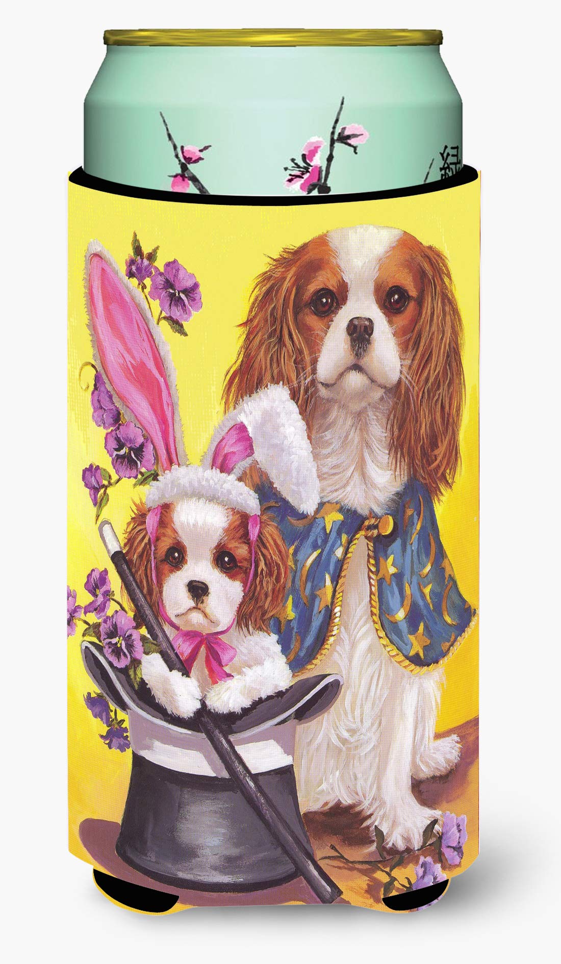 Caroline's Treasures PPP3065TBC Cavalier Spaniel Easter Magic Tall Boy Hugger Can Cooler Sleeve Hugger Machine Washable Drink Sleeve Hugger Collapsible Insulator Beverage Insulated Holder