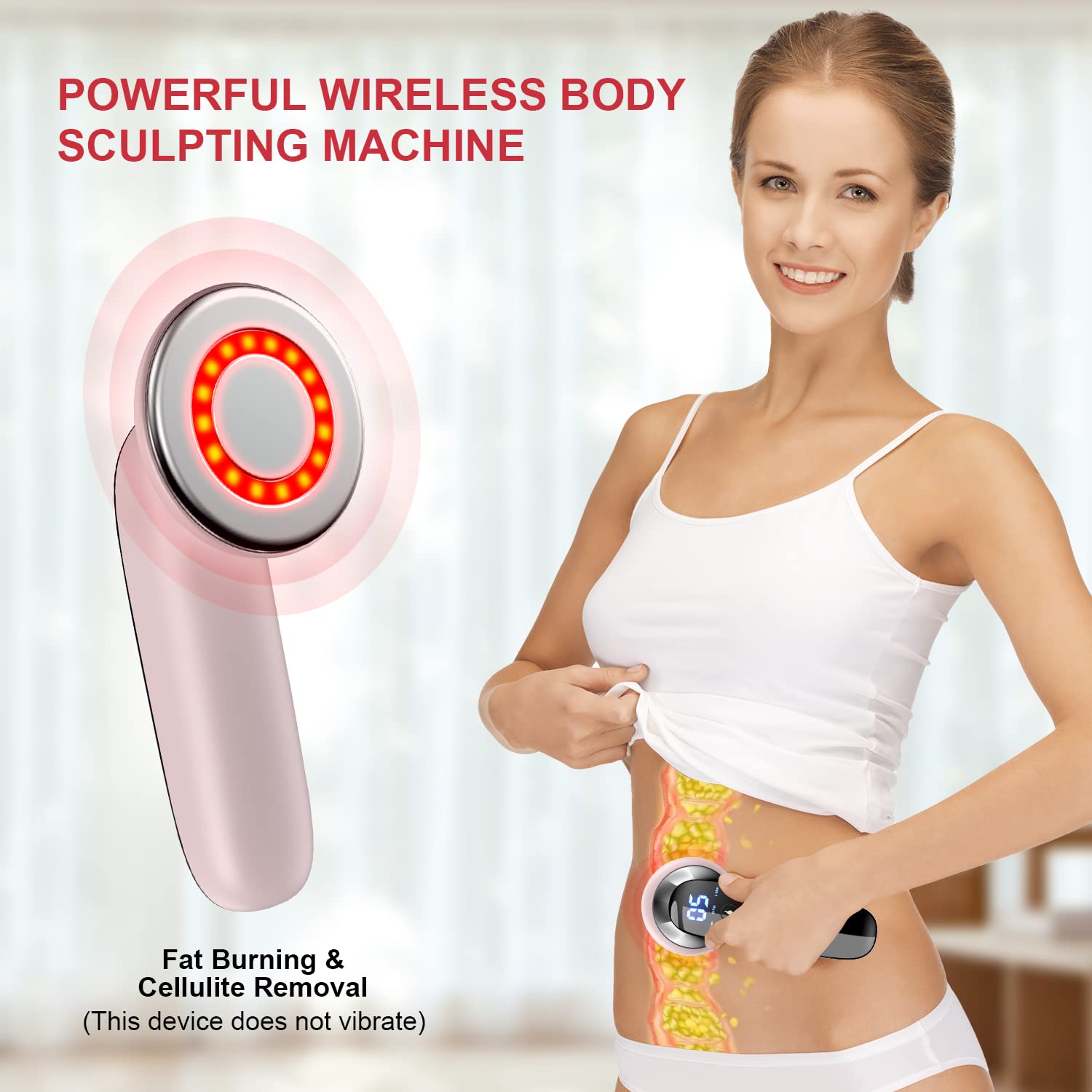 Byindorn Body Massager Machine - Cordless Handheld Massager for Belly, Waist, Arms, Legs, Butt - 3 Modes and 10 Adjustable Intensity (Black)