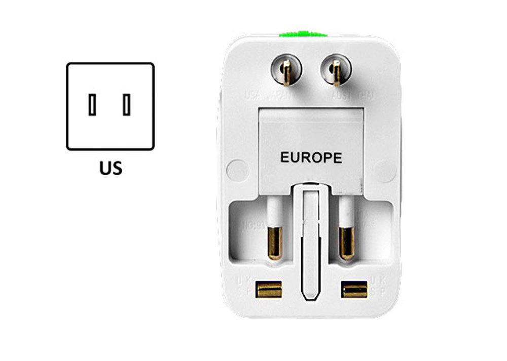 T POWER - Universal World Wide Travel Plug Adapter - White Electronics Worldwide AC Outlet Plugs Adapters for Europe, UK, US, AU, Asia-Blue