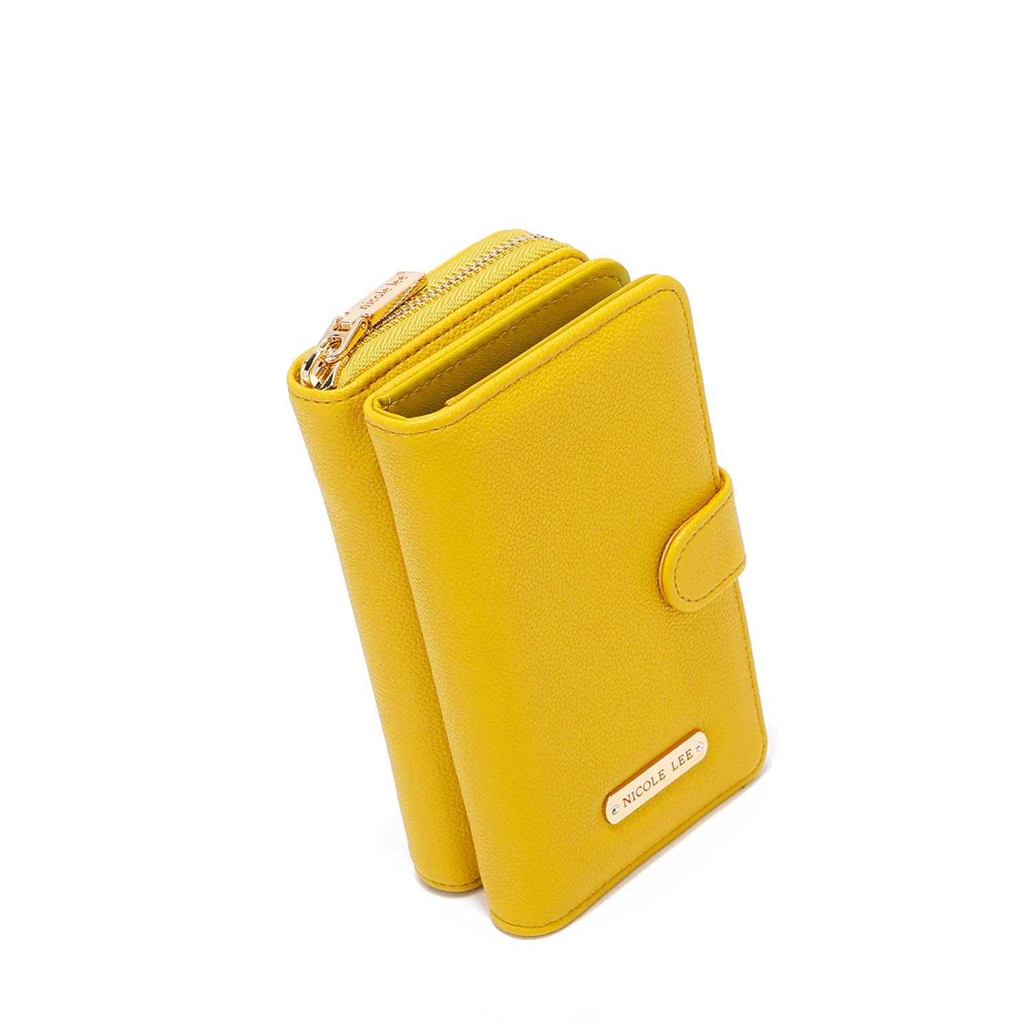 Nicole Lee 2 Pieces Phone Case Wallet Crossbody Wallet with Crossbody Strap, Vegan Leather, Phone Size Fits Most (MUSTARD)