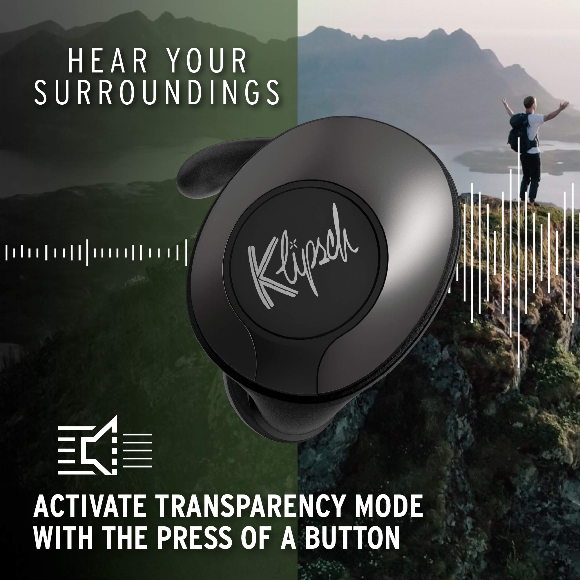 Klipsch T5 II True Wireless Sport Earphones in Green with Dust/Waterproof Case & Earbuds, Best Fitting Ear Tips, Ear Wings, 32 Hours of Battery Life, and Wireless Charging Case