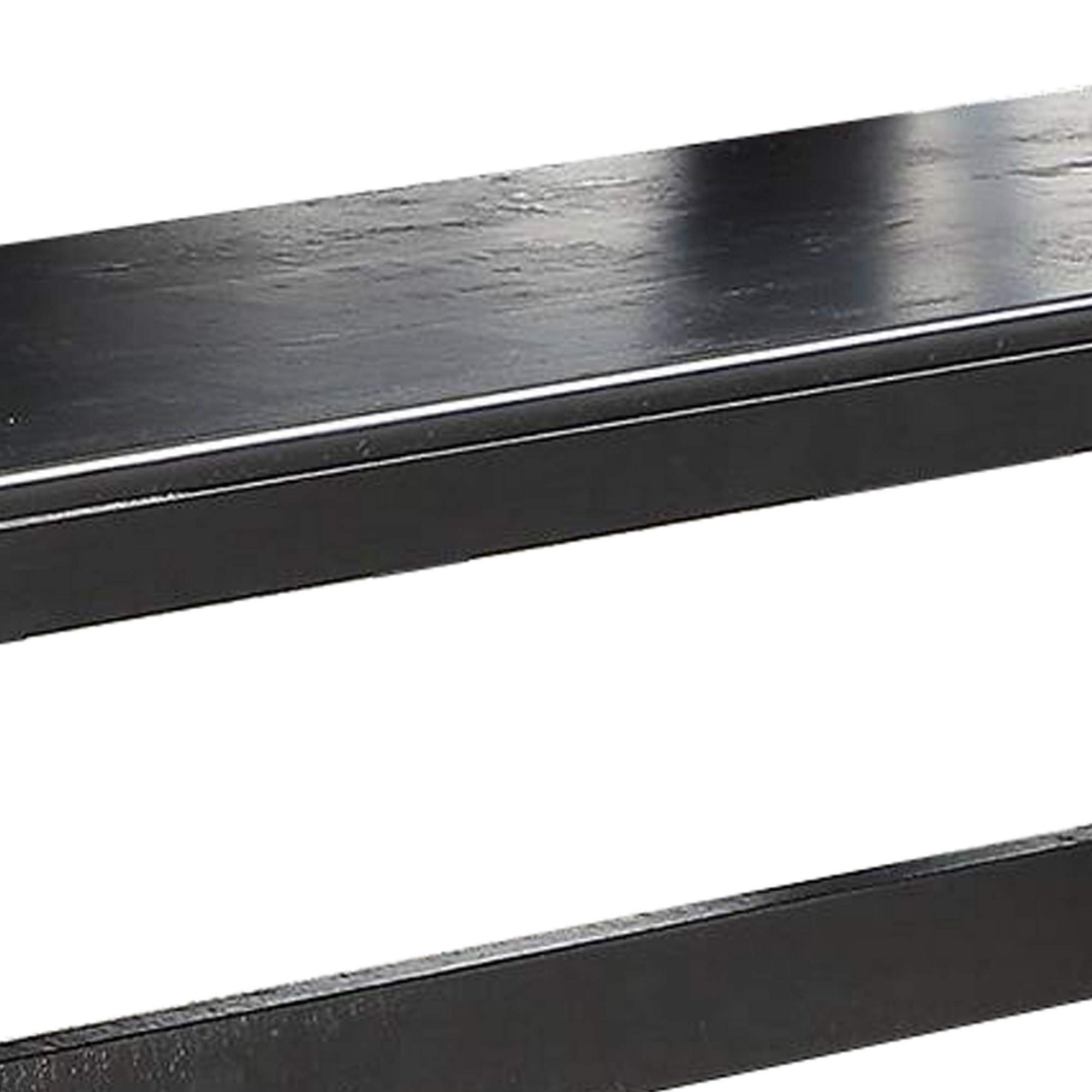 Benjara Rectangular Wooden Bench with Slanted Tapered Legs, Black