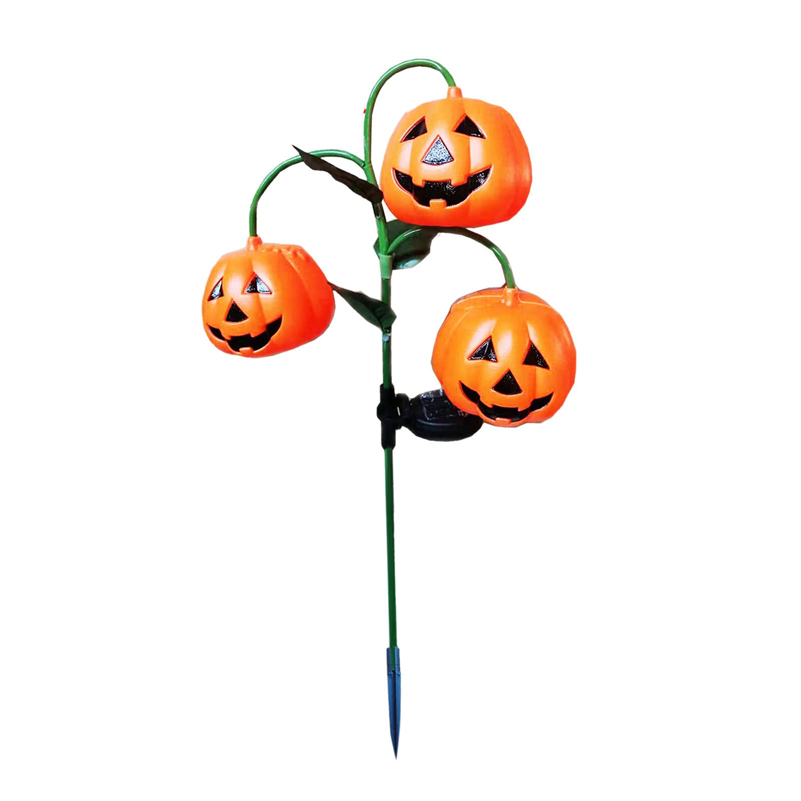Sunmoony Solar Pumpkin LED Stake Lights for Outdoor Garden, Hanging Pumpkin Lantern for Horror Nights Home Yard Party Halloween Decor (Yellow Light-Small)