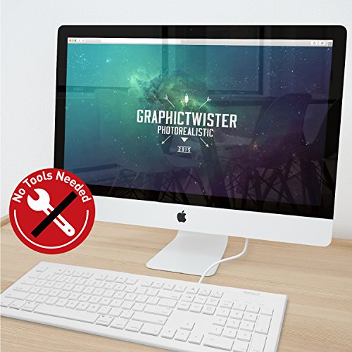 Macally Full Size USB Wired Keyboard for Mac and PC - Plug & Play Wired Computer Keyboard - Compatible Apple Keyboard with 15 Shortcut Keys for Easy Controls & Navigation of Macbook Pro/Air, iMac