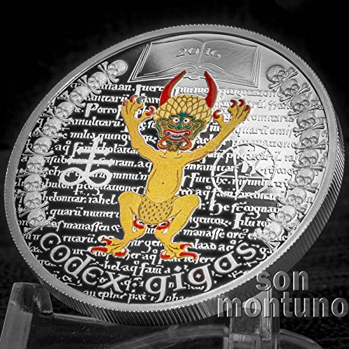 CODEX GIGAS - The Devil's Bible 1 Oz Silver Proof Coin in Box with Certificate of Authenticity"The Dark Side Series" - 2016 Equatorial Guinea 1000 Francs