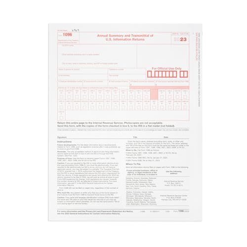 Blue Summit Supplies 1099-NEC 4 Part Tax Form Bundle 2023 with TaxRight CD-ROM (Formerly Called TFP), Includes Self-Seal Envelopes, Designed for QuickBooks and Accounting Software, 50 Pack