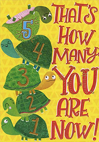 Designer Greetings Stack of Five Turtles Age 5 / 5th Birthday Card