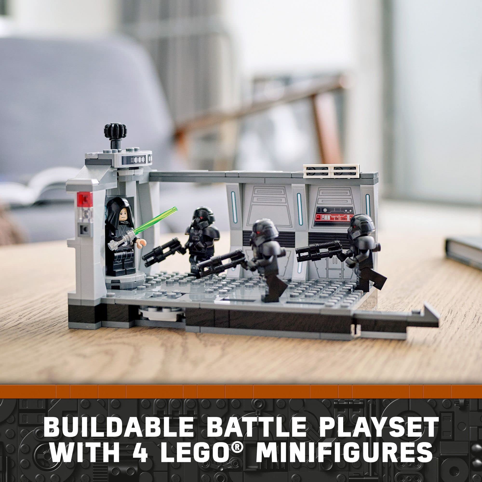 LEGO Star Wars Dark Trooper Attack Set, Mandalorian Toy 75324, with Revolving Elevator, Luke Skywalker Minifigure and Lightsaber, Pretend Play Building Set for Kids Age 8+ Years Old