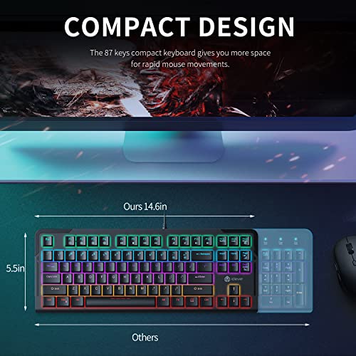 iClever Wired Mechanical Gaming Keyboard, TKL, Ultra Compact, Metal Build with Red Switch, Led Backlit, Programmable Marco, Spill Resistant for Computer PC, Desktop, Laptop and Windows 7,8,10,11