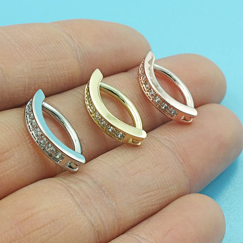 Bystar Women Belly Ring 2Pcs 14G Clicker Belly Button Ring Stainless Steel CZ Belly Ring Simple Reverse Navel Rings Body Jewelry